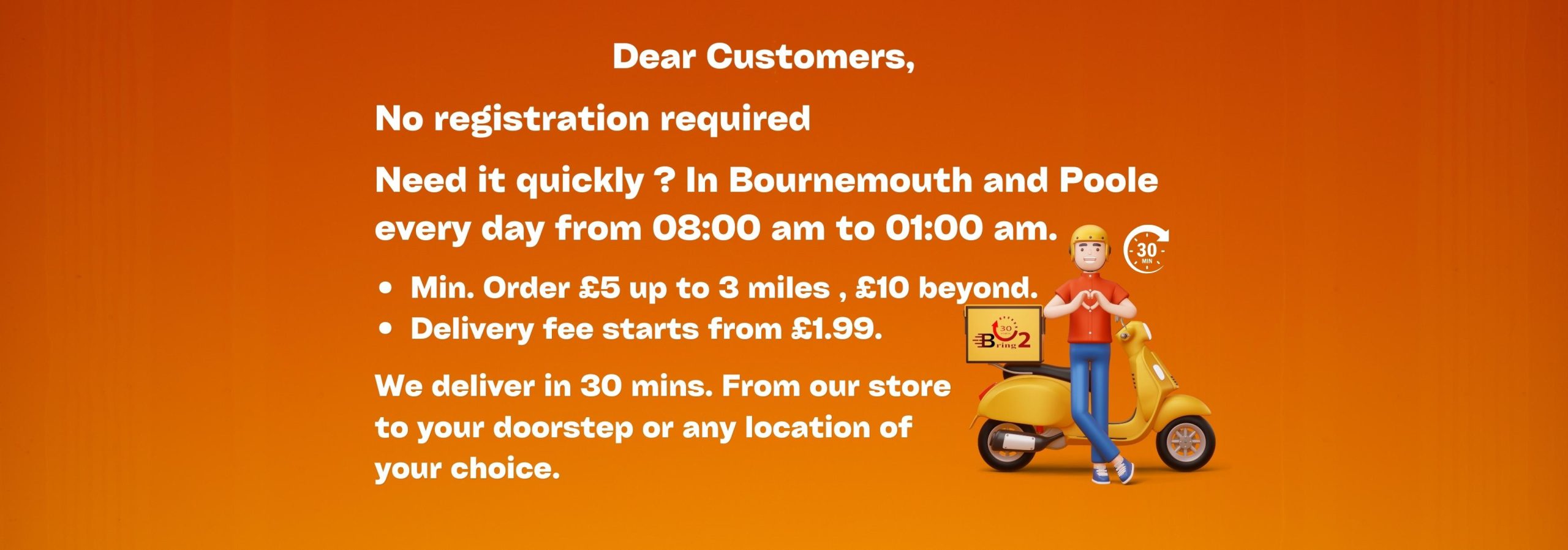 Bring2 - Quick Delivery Service in 30 minutes in Bournemouth